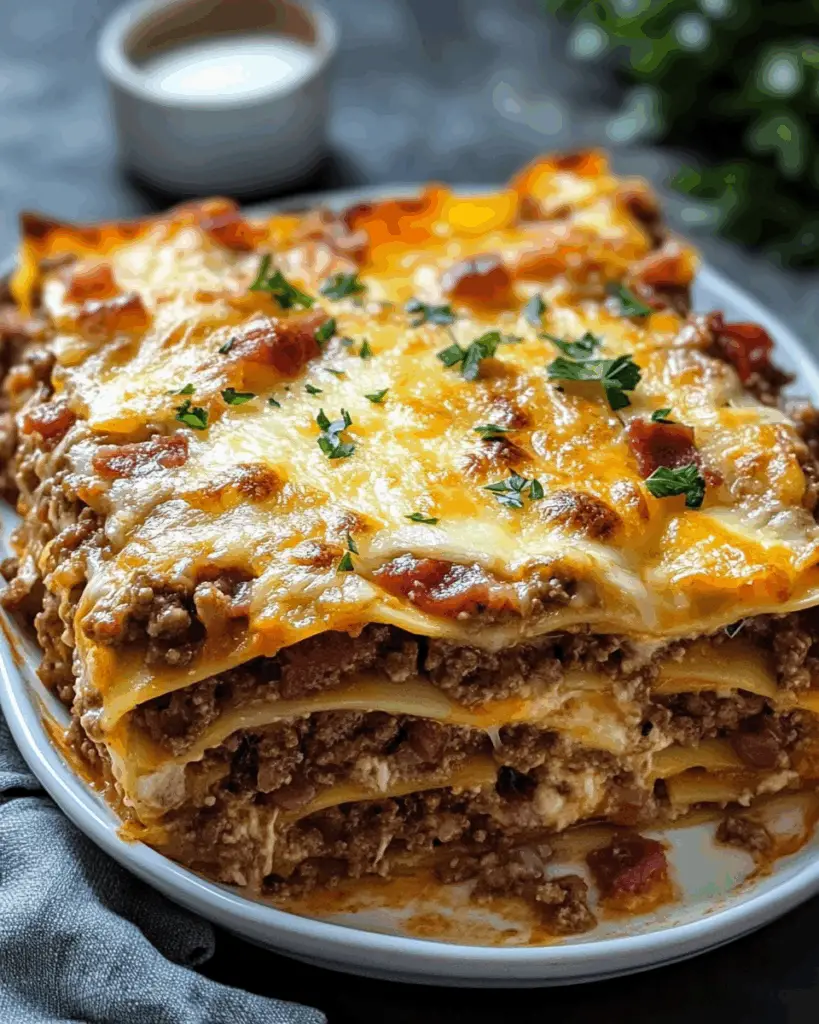 Parmesan Garlic Bacon Cheeseburger Lasagna
